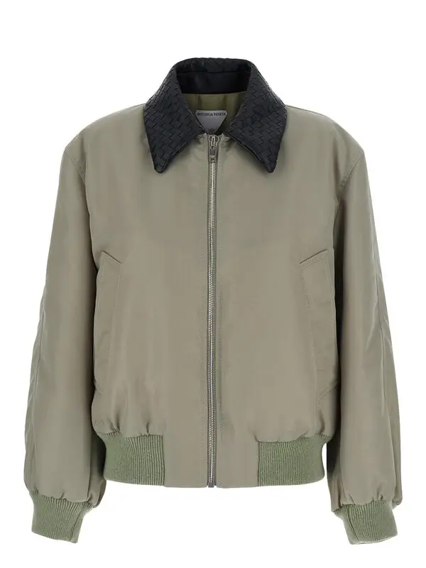 Bottega Veneta Wr Satin Nylon Blouson With Intrecciato Collar - Multicolor