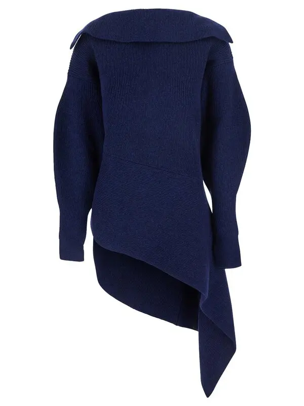 Givenchy Blue Turtleneck Sweater With V-neck On The Back In Wool And Cashmere For - Multicolor