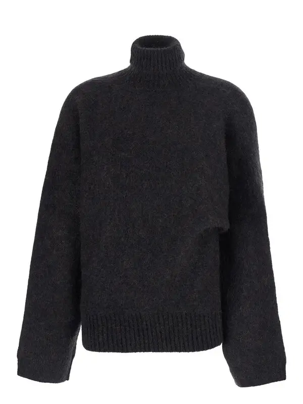 GANNI Brushed Mohair Batwing Turtleneck - Multicolor