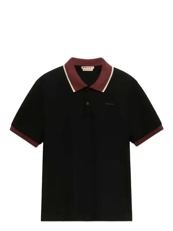 Marni Piqué Polo Shirt With Contrasting Trim - Black