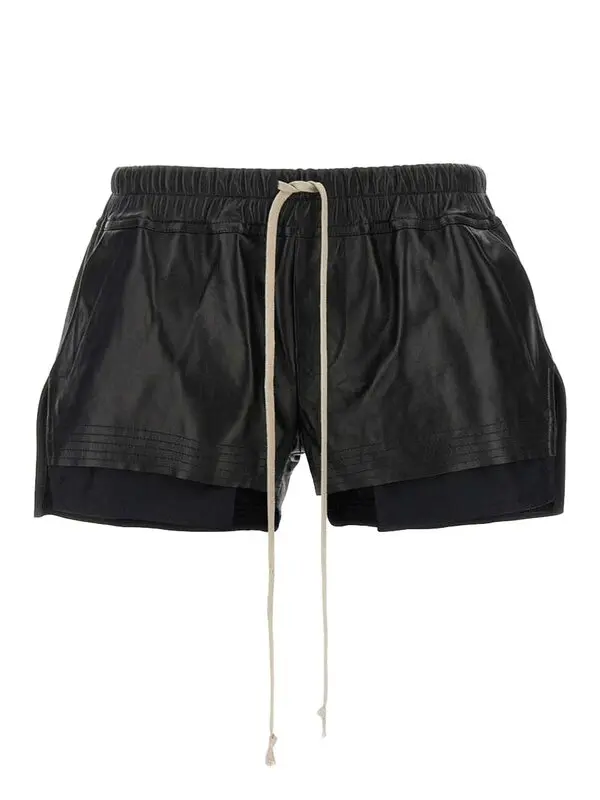 Rick Owens Leather Shorts Fog Boxers - Black