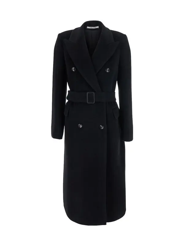 Tagliatore Fabric Coat With Essential Design - Black