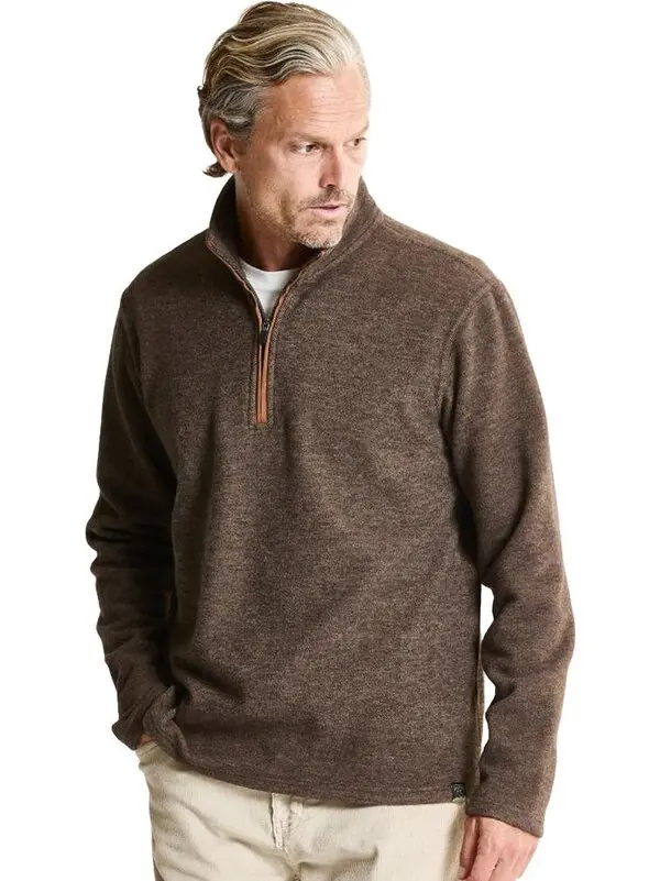 JACHS Wool Blend Knit Quarter Zip - Brown