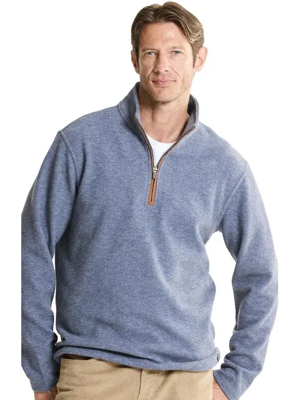 JACHS Wool Blend Knit Quarter Zip - Navy