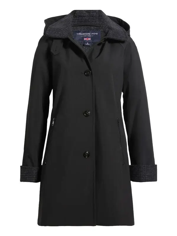 London Fog Water Resistant A-line Raincoat - Black