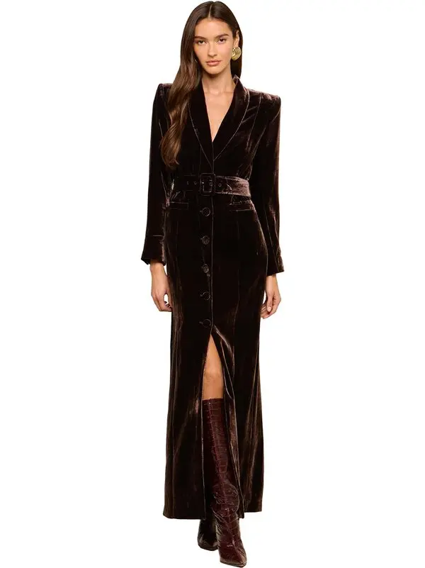 L'Agence Raini Velvet Maxi Dress - Dark Java