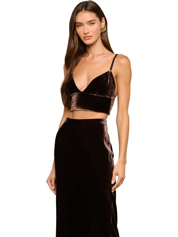 L'AGENCE Aislin Velvet Bralette - Dark Java