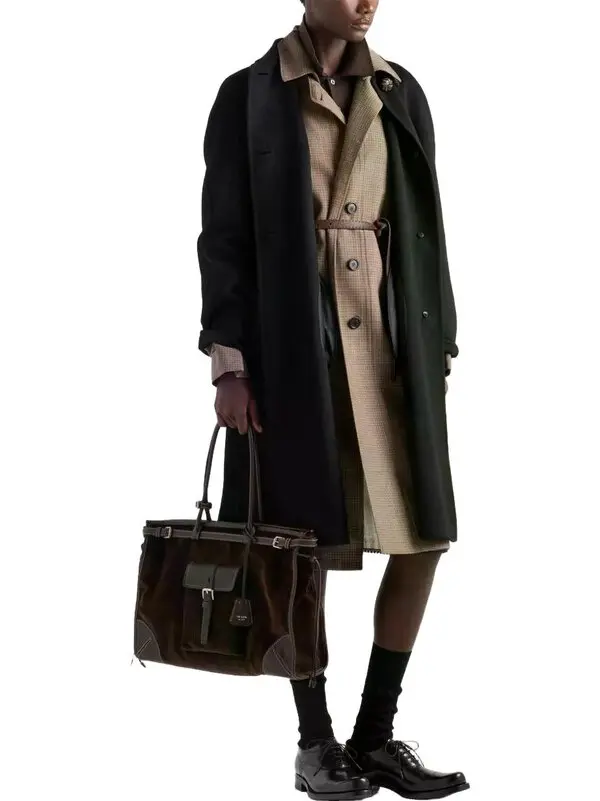 Prada Bonnie Extra Large Corduroy And Leather Handbag - Brown