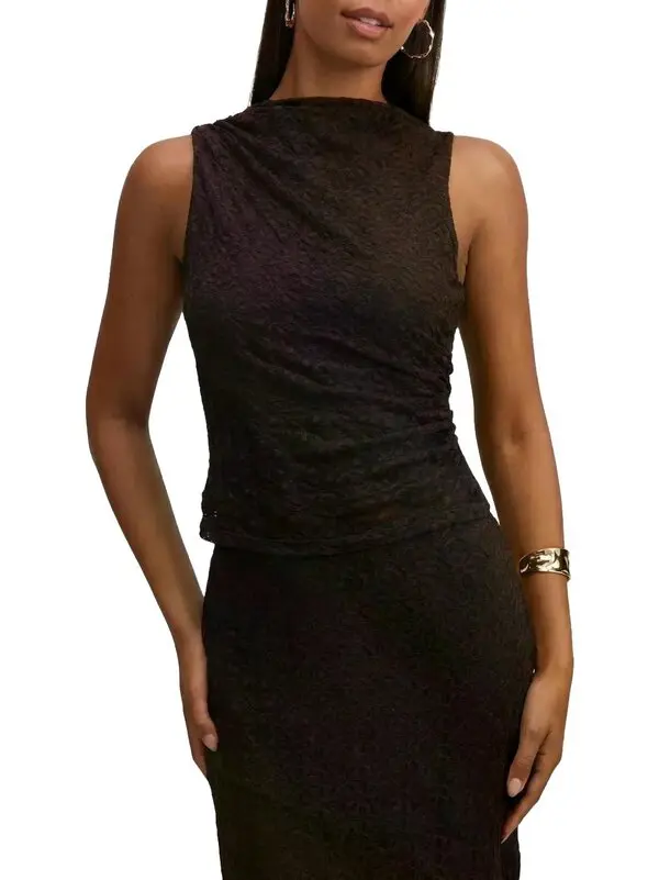 EVER NEW Tahlia Textured Lace Tank Top - Brown