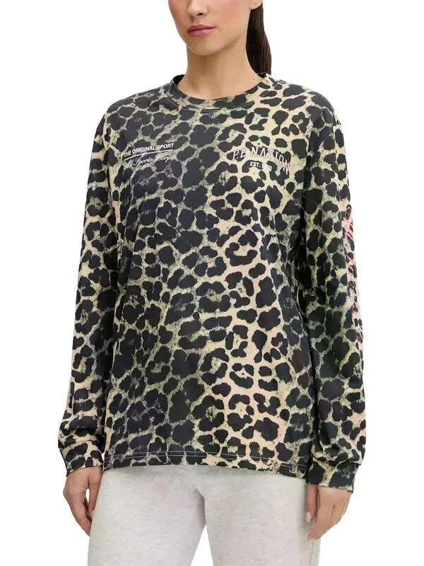 P.E Nation Leopard-print Logo-print T-shirt - Black