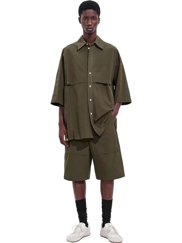 Bottega Veneta Macro Intreccio Cotton Shorts - Wader Green