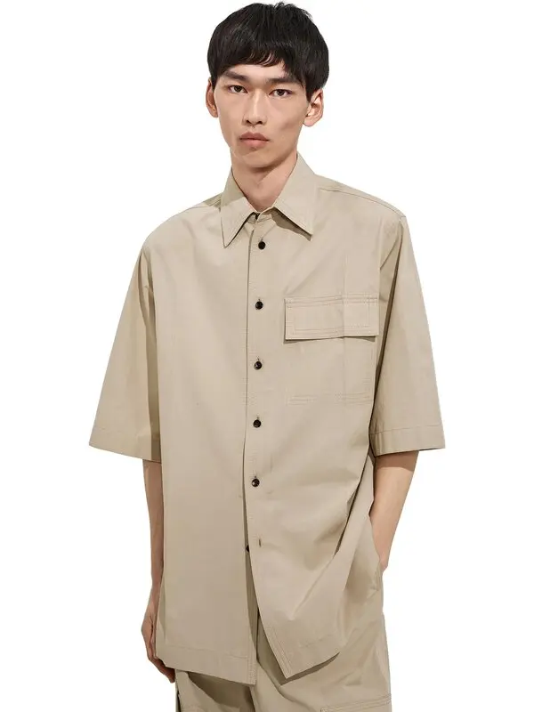 Bottega Veneta Cotton Toile Shirt - Stucco