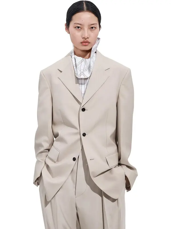Bottega Veneta Wool And Cotton Jacket - Beige/light Blue