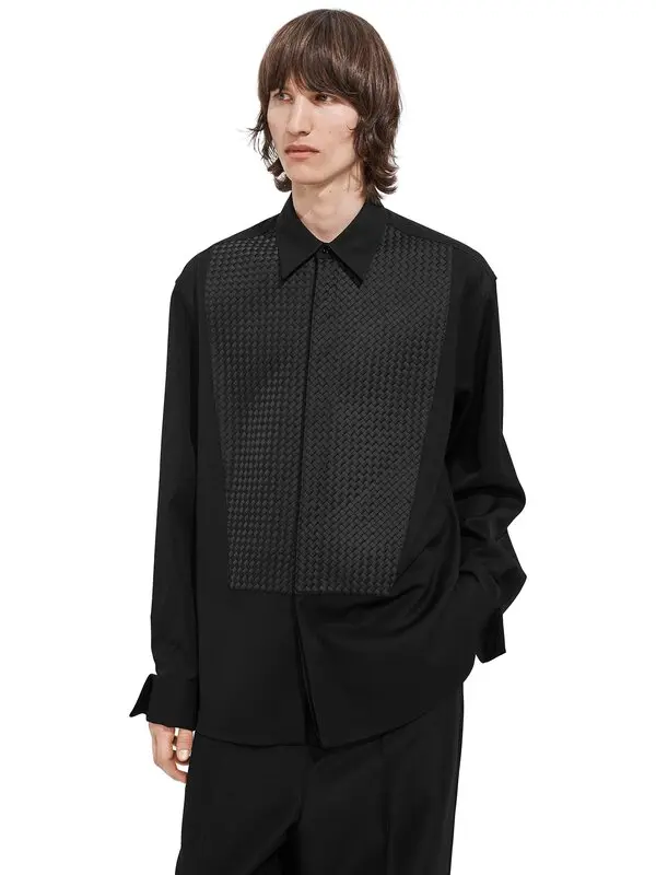 Bottega Veneta Wool Grain De Poudre Shirt - Double Black