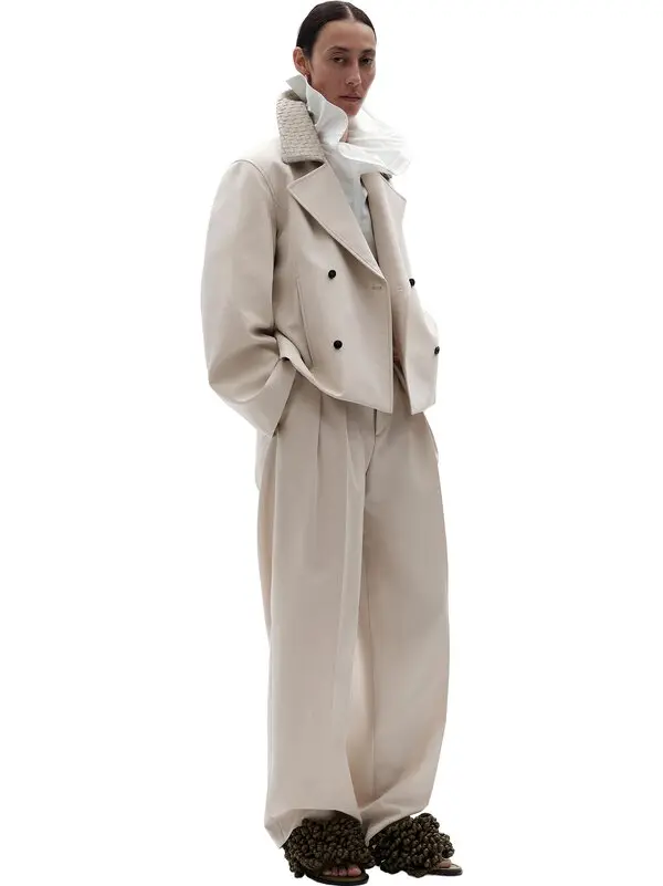 Bottega Veneta Wool Cotton Pants - Beige/light Blue