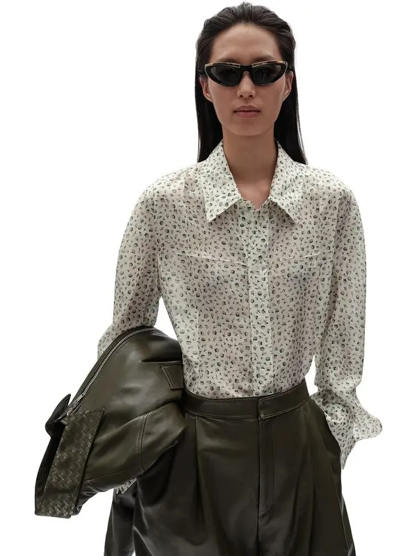 Bottega Veneta Printed Silk Shirt - Parchment/peach/blue