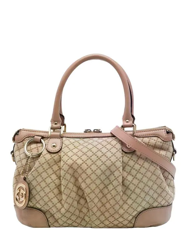 Gucci 2016-2026 Diamante Canvas Sukey Satchel - Neutrals