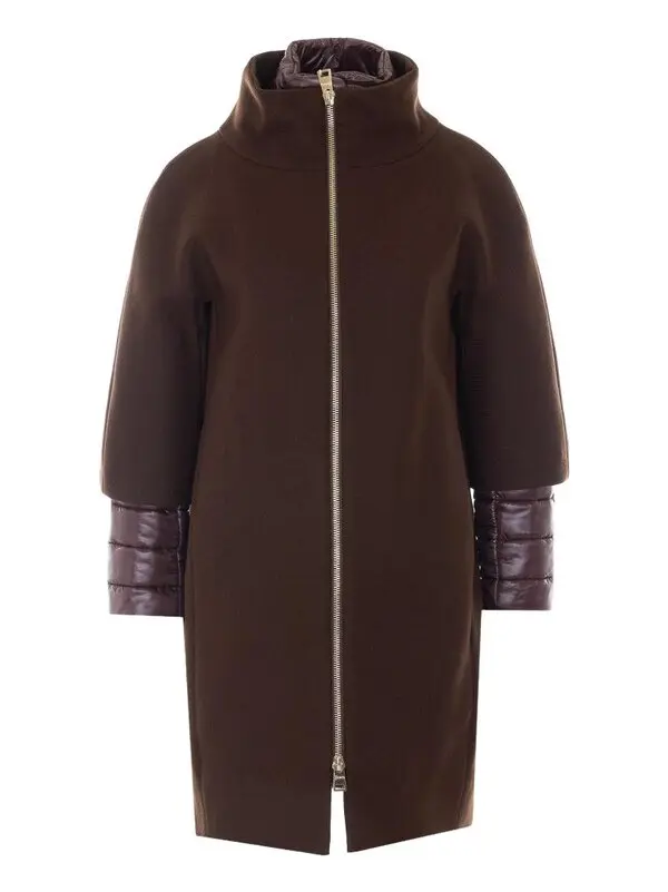 Herno Wool And Nylon Coat - Brown