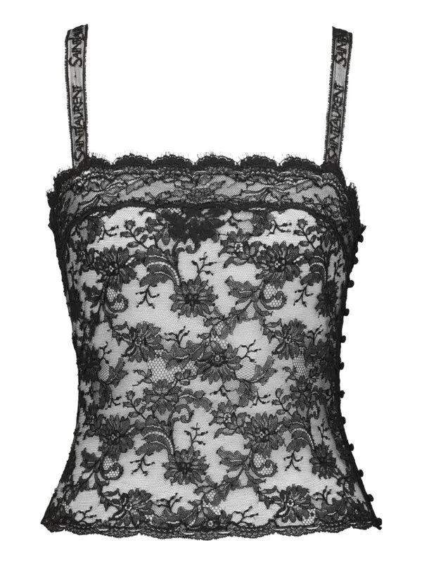 Saint Laurent Lace Tank Top - Black