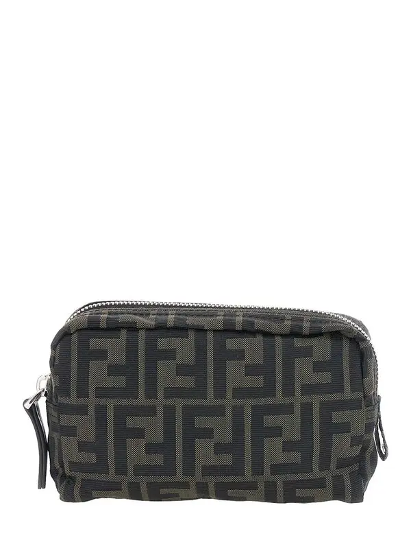 Fendi Pouch With Zip Closure In Ff Canvas For - Brown