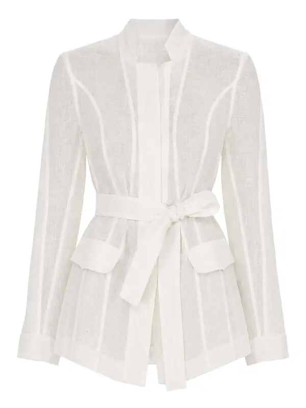 CURATORIA Ambar Linen Gauze Jacket - Ivory