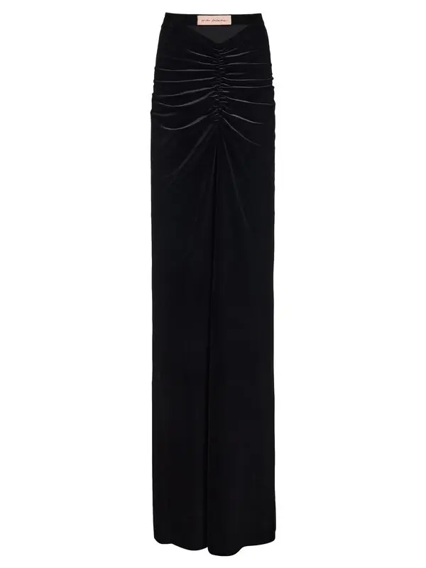 GRETA CONSTANTINE Draped Velvet Maxi Skirt - Black