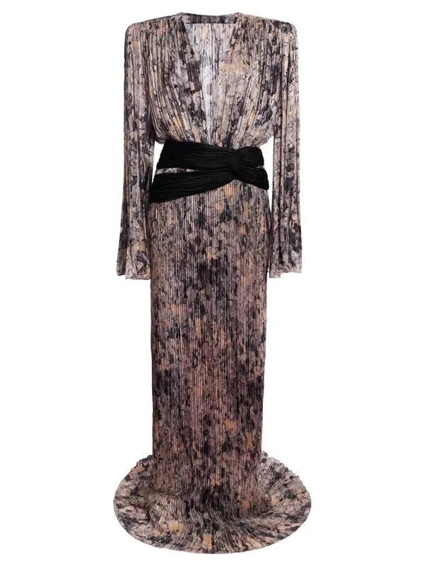 Valentino Garavani Plissé Lurex Gown - Grey