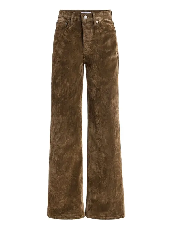 RE/DONE Flock Stretch High-rise Wide-leg Jeans - Brown