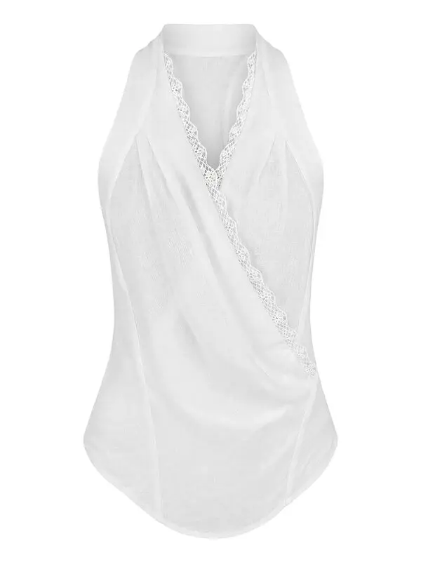 CURATORIA Niebla Linen-cotton Randa Top - Ivory