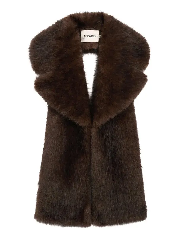 Apparis Mia Faux Sable Fur Collar - Brown