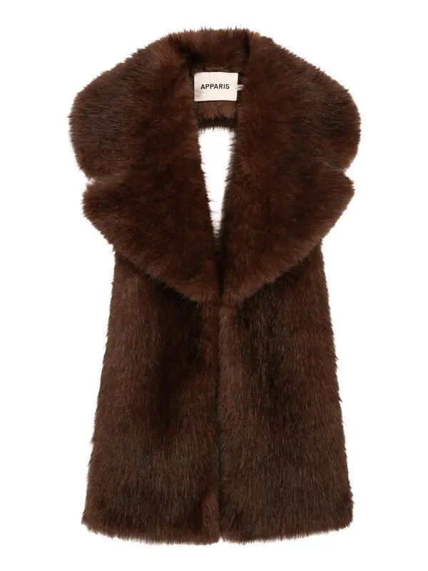 Apparis Mia Faux Sable Fur Collar - Brown