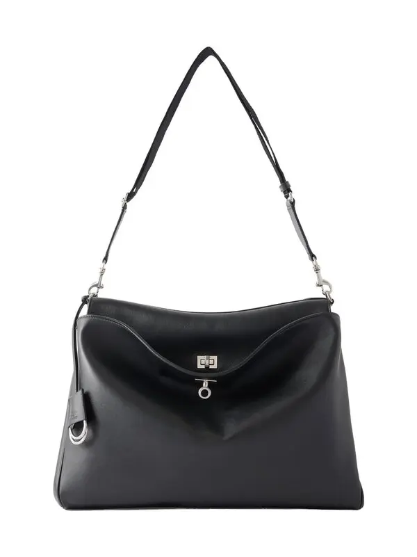 Balenciaga Rodeo Medium Leather Shoulder Bag - Black