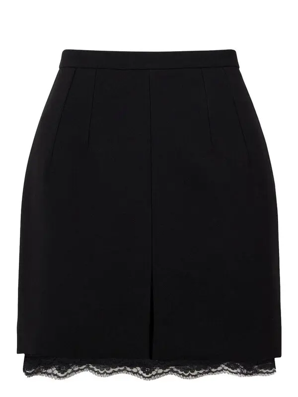 Dolce & Gabbana Lace-trimmed Wool-crepe Mini Skirt - Black
