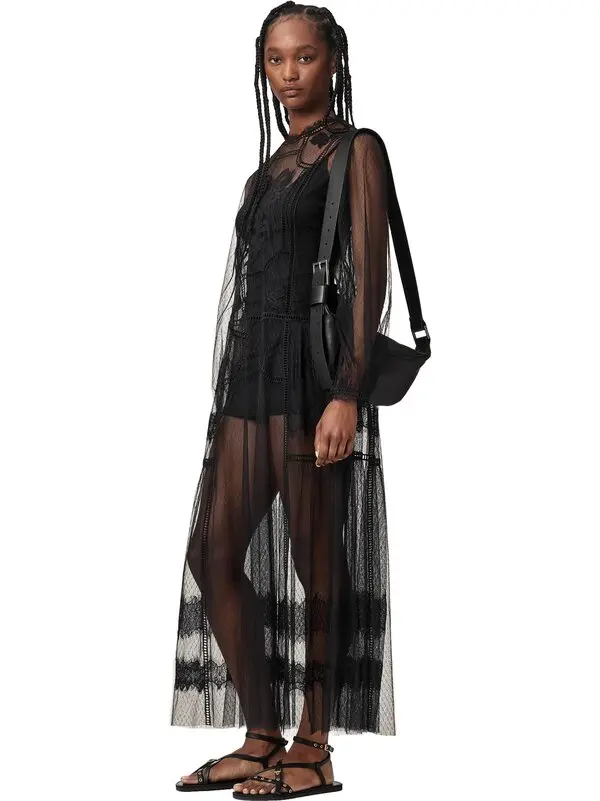 ALLSAINTS Cesca Mesh Midi Dress - Black