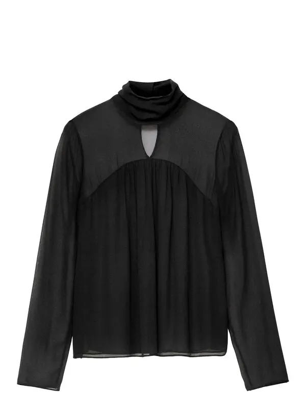 ALLSAINTS Nadia Sheer Silk Top - Black
