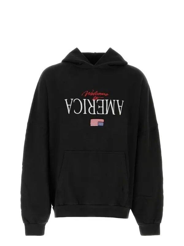 WILLY CHAVARRIA Cotton Oversize Welcome To America Sweatshirt - Black