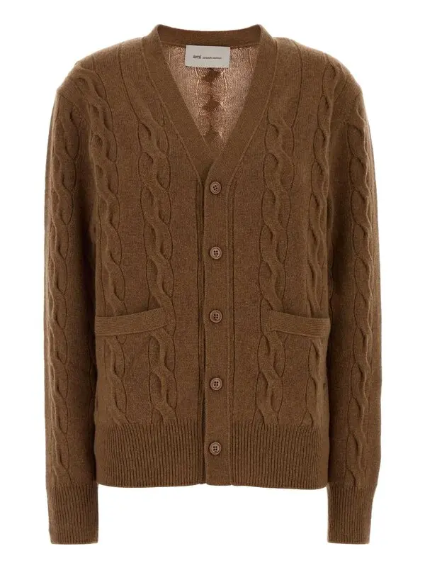 AMI Paris Wool Cardigan - Brown