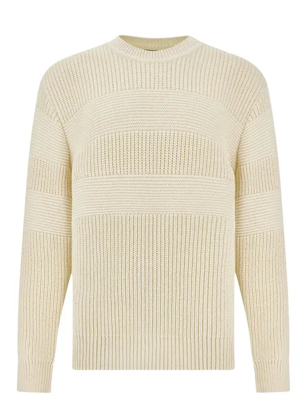 Paul & Shark Crewneck Sweater In Wool With Maxi Stripe Effect - White
