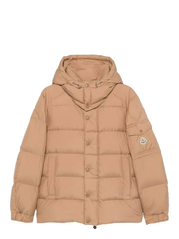 Moncler Short Maya 70 Down Jacket With Hood - Brown