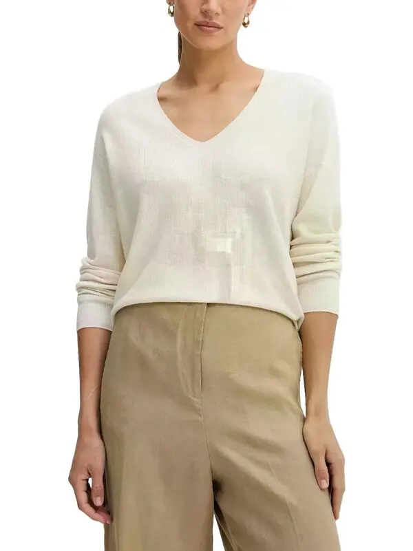OUI Freyja V-neck Sweater - Neutrals