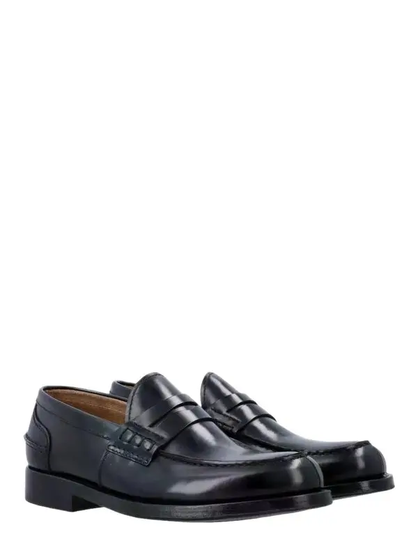 GREEN GEORGE Polished Leather Loafers - Black