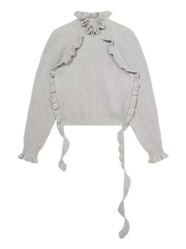 Blumarine Ruched-detail Wool Sweater - Grey