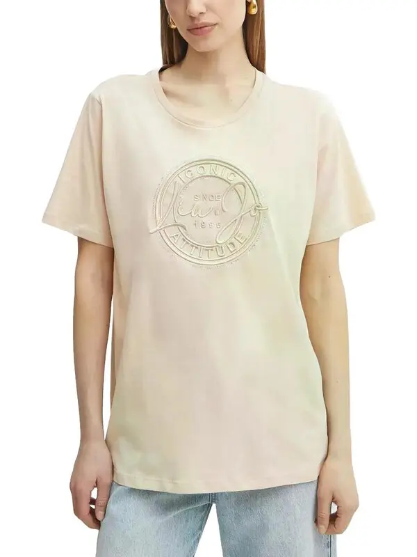 Liu Jo Embroidered-logo Round-neck T-shirt - Neutrals