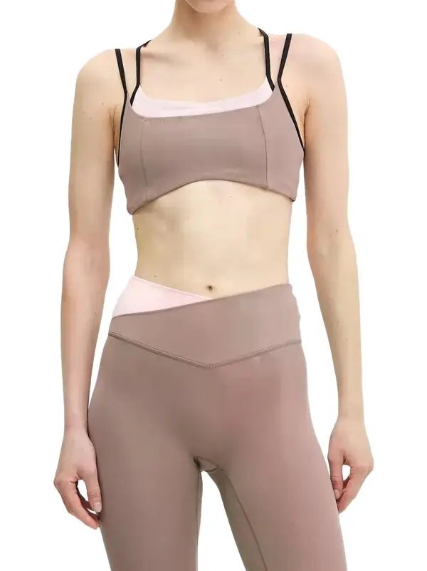 P.E Nation Distortion Layered Crossover-strap Sports Bra - Neutrals