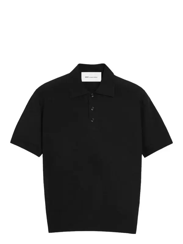 AMI Paris Knit Short-sleeve Polo Shirt - Black