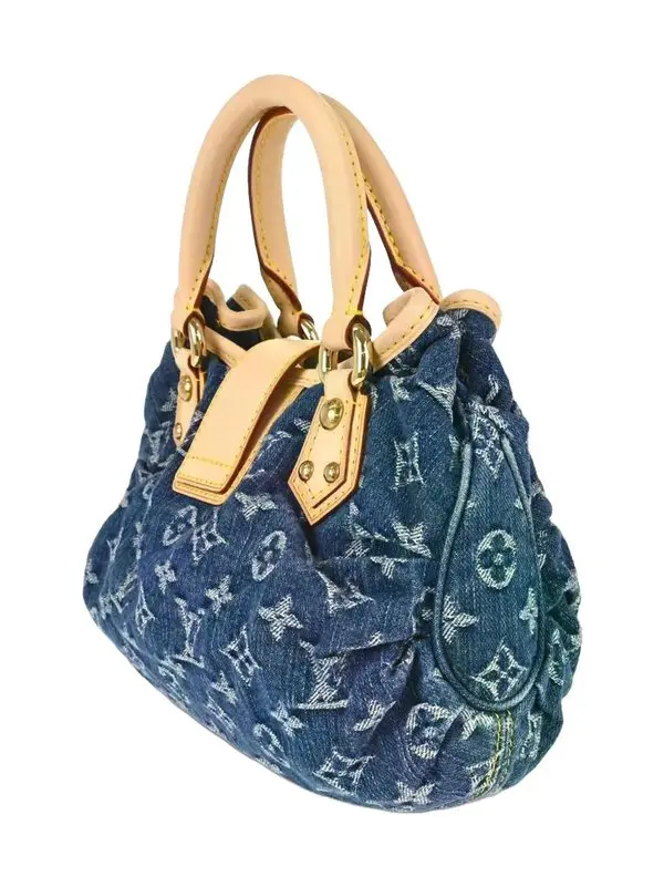 LOUIS VUITTON 2005 Monogram Denim Pleaty Tote Bag - Blue