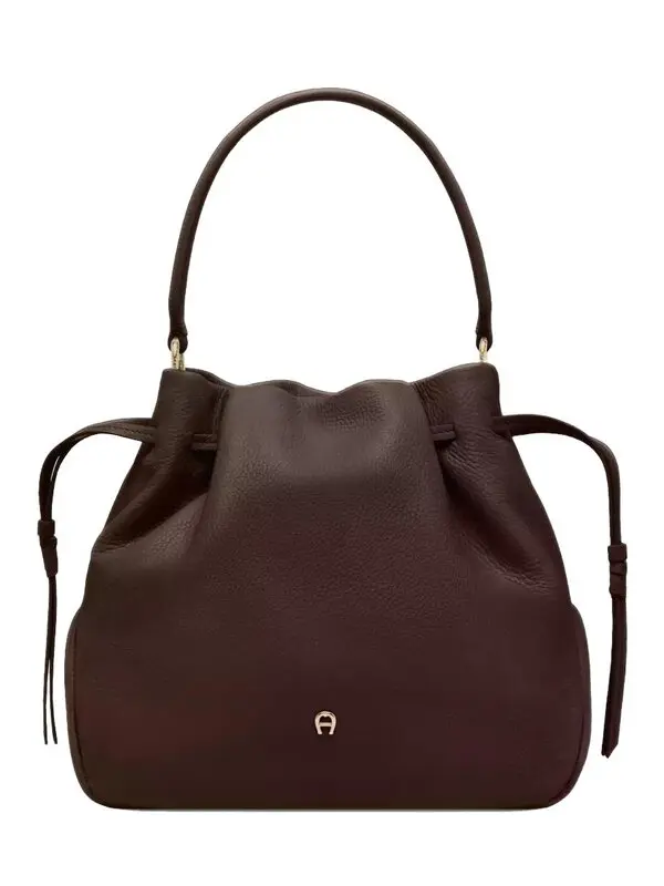 AIGNER Medium Paola Pebbled Bucket Bag - Brown