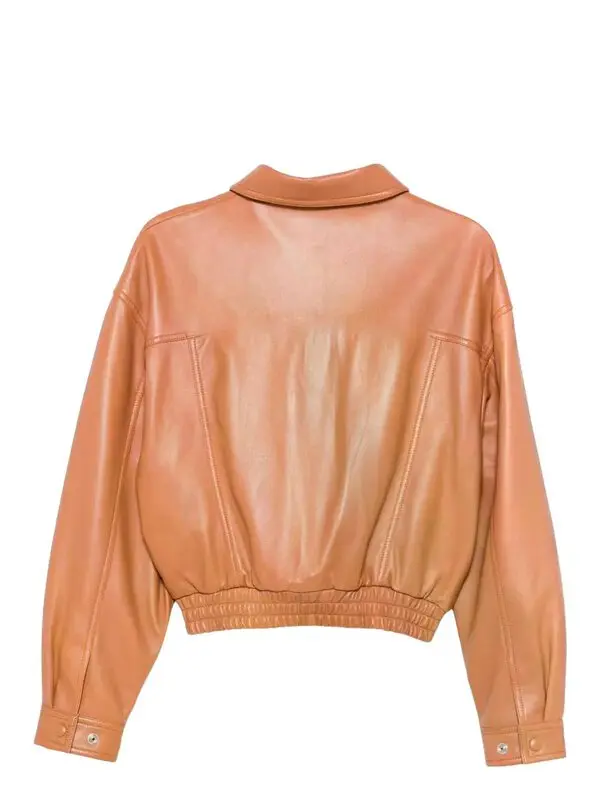 JACOB LEE Cropped Leather Jacket - Brown