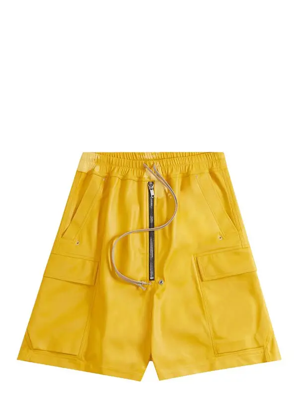 Rick Owens Leather Shorts 'lemon - Yellow