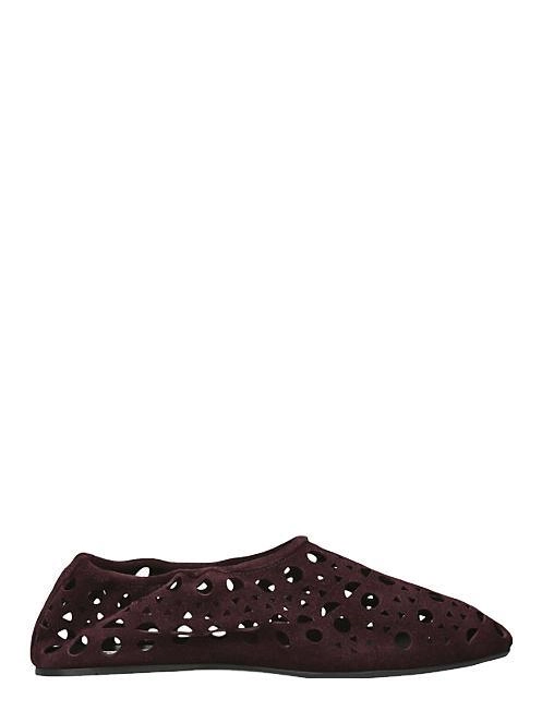 AZZEDINE ALAIA Neo Vienne Suede Ballet Flats - Wine